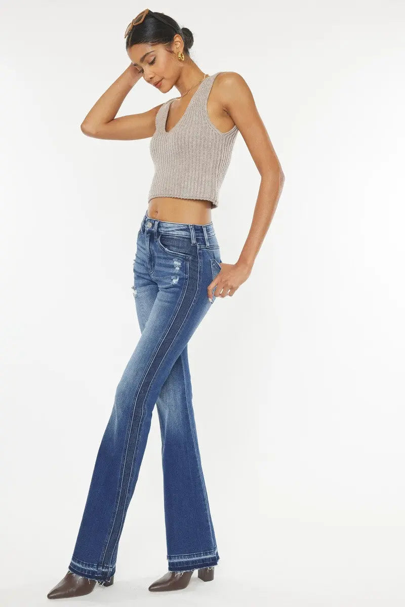 Dark Wash Side Seamed KanCan Flare Jeans - Krazy Bling