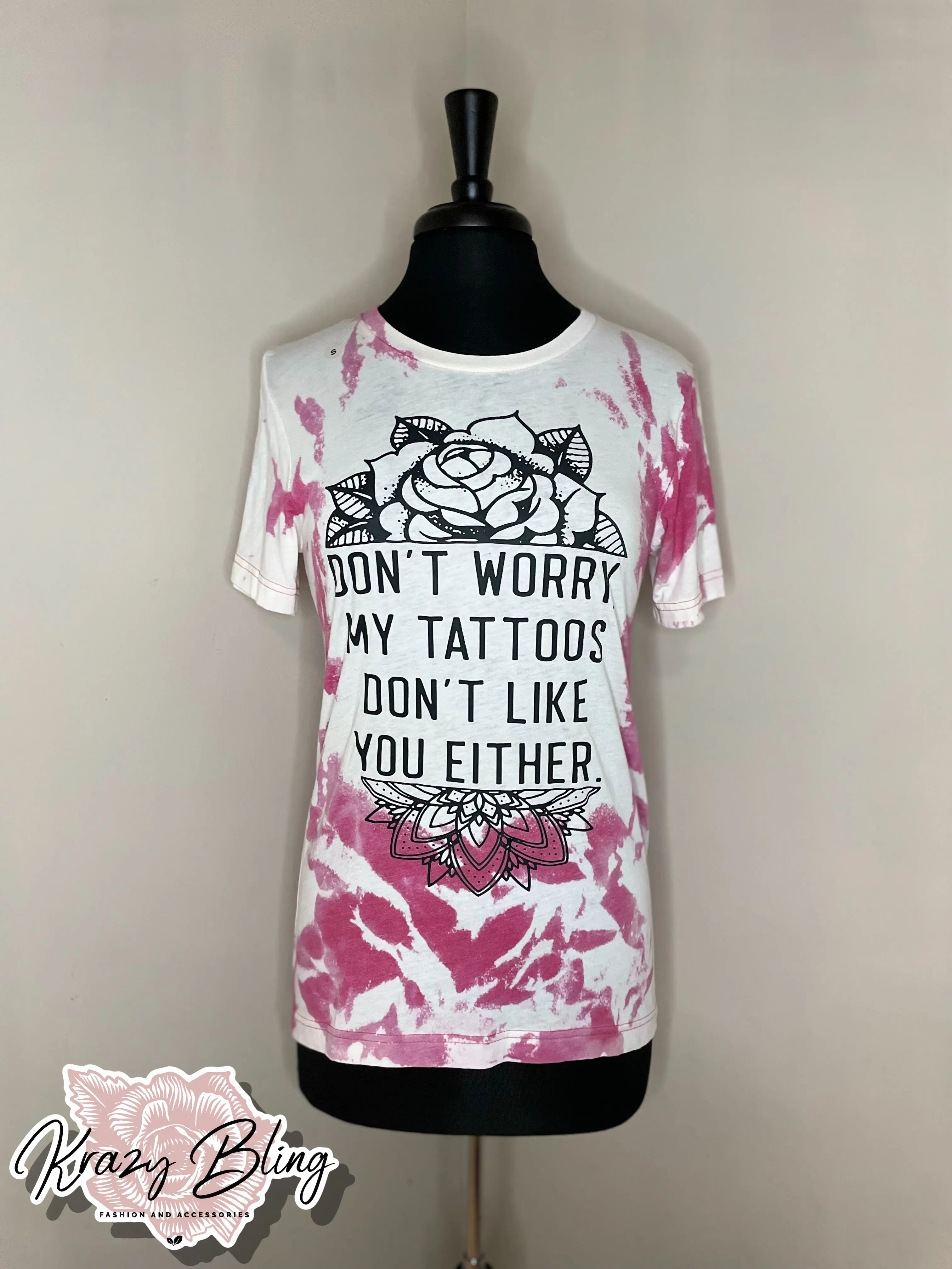 RTS Bleach Heather Raspberry My Tattoos Don't Like You Either Tee ...